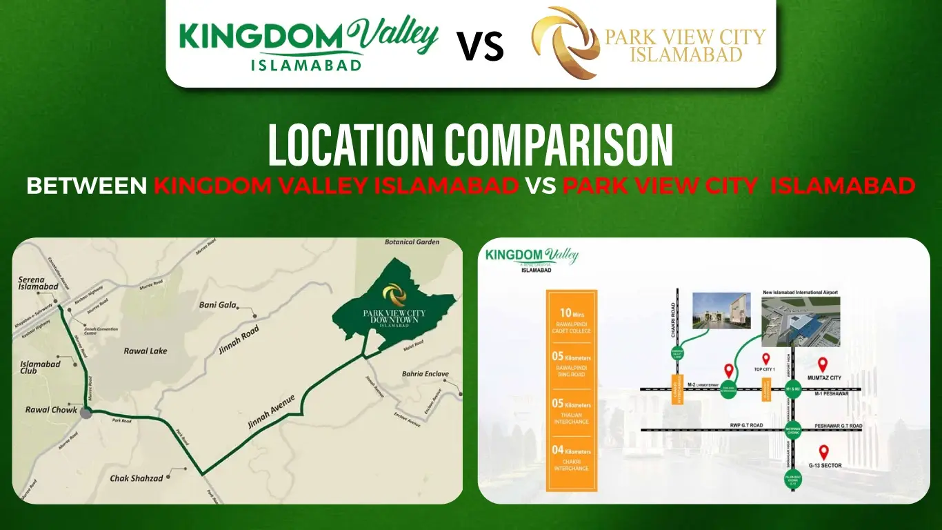 Location Comparison Between Kingdom Valley Islamabad Vs Park View City ...
